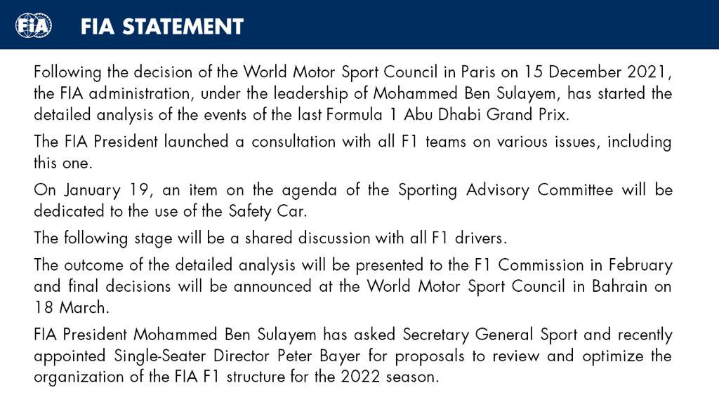 FIA Statement | Federation Internationale de l'Automobile