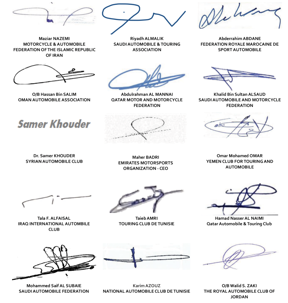 Letter from FIA Members for Sport of MENA Region and FIA Members of ...